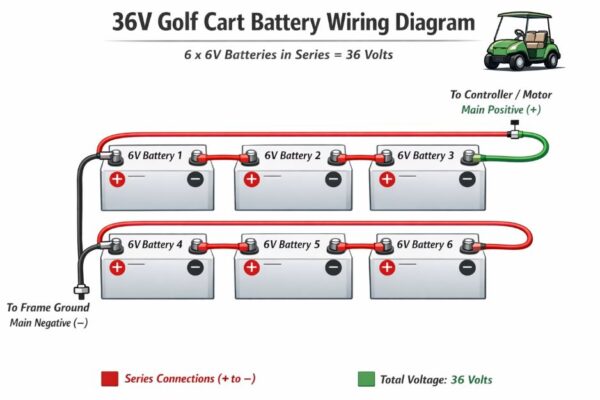 How Are Golf Cart Batteries Wired? (36V & 48V Wiring Explained)